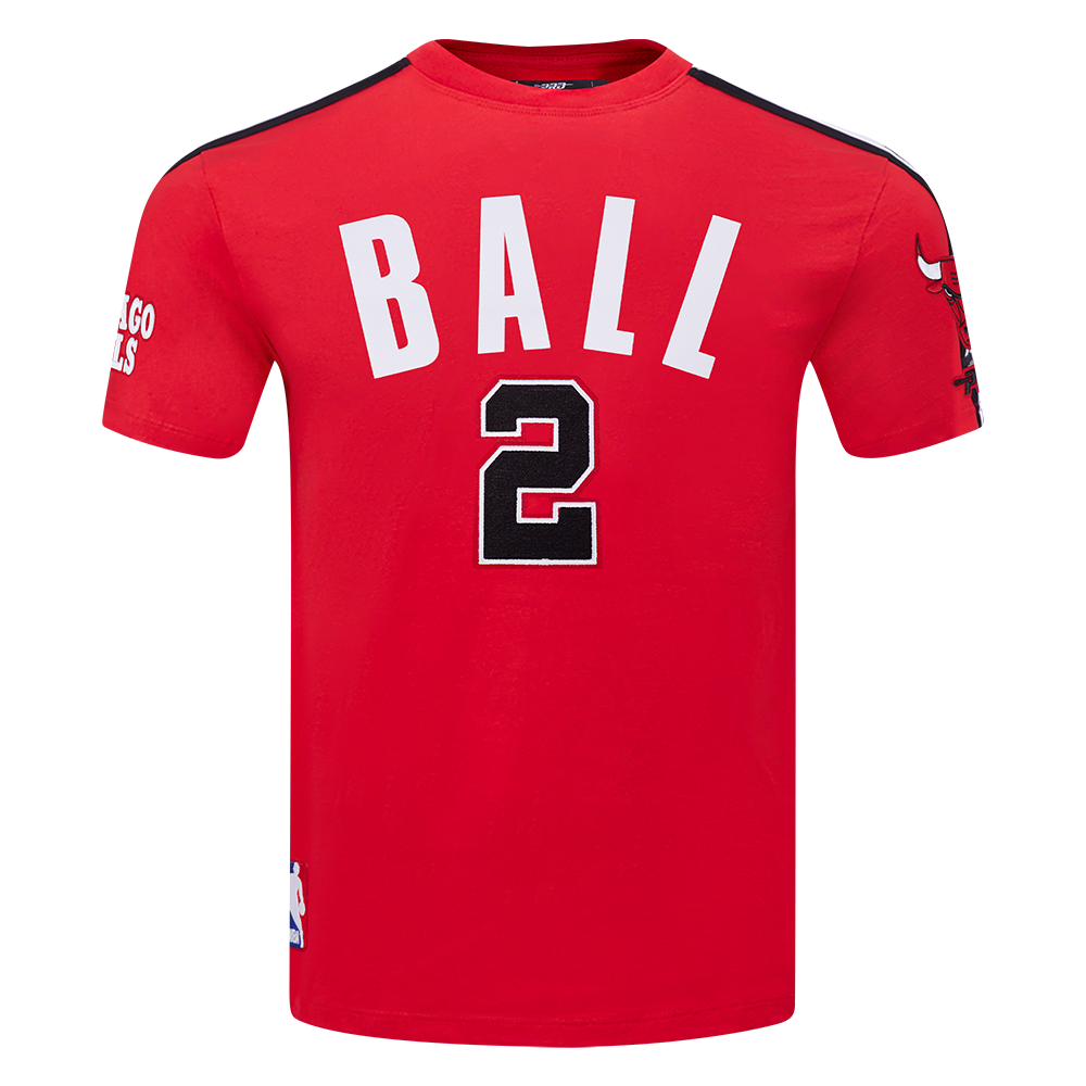 NBA CHICAGO BULLS Lonzo Ball #2 CLASSIC PNN MEN'S SJ TAPING TEE (RED/B – Pro Standard