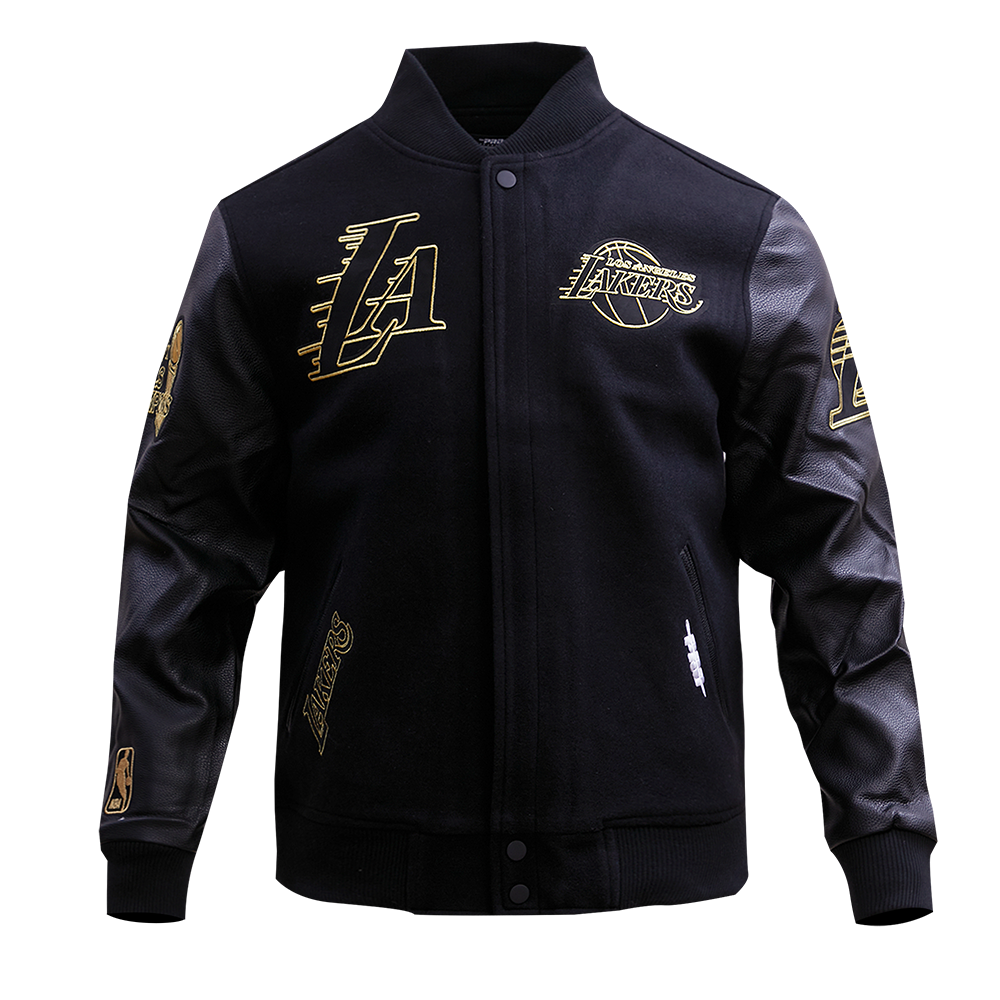 NBA LOS ANGELES LAKERS BLACK & GOLD MEN'S WOOL VARSITY JACKET (JET BLA ...