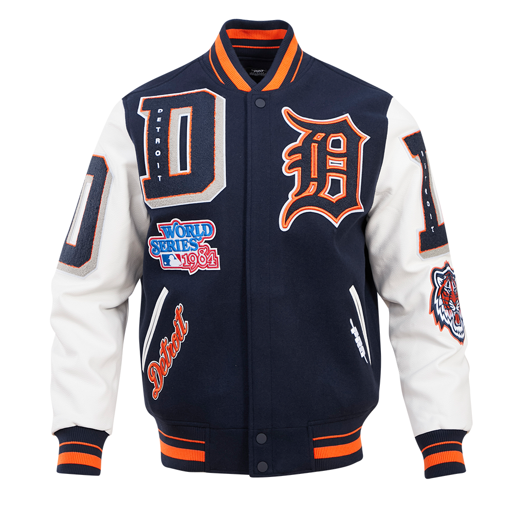 MLB DETROIT TIGERS MASHUP MEN'S RIB WOOL VARSITY JACKET (MIDNIGHT NAVY ...