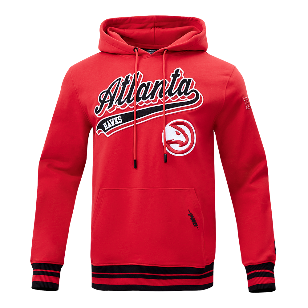 NBA ATLANTA HAWKS SCRIPT TAIL MEN'S RIB FLEECE PULLOVER HOODIE (RED/BL ...