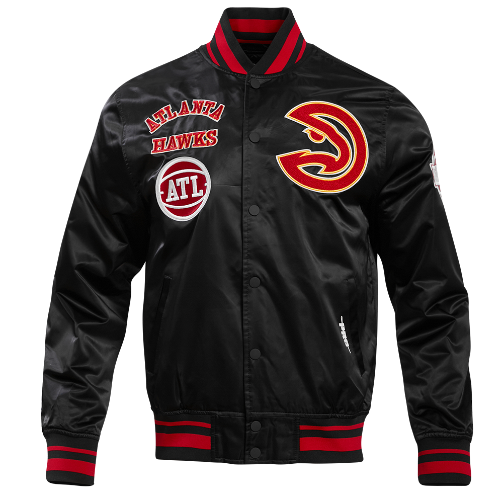 NBA ATLANTA HAWKS RETRO CLASSIC MEN'S RIB SATIN JACKET (BLACK/RED/BLAC ...