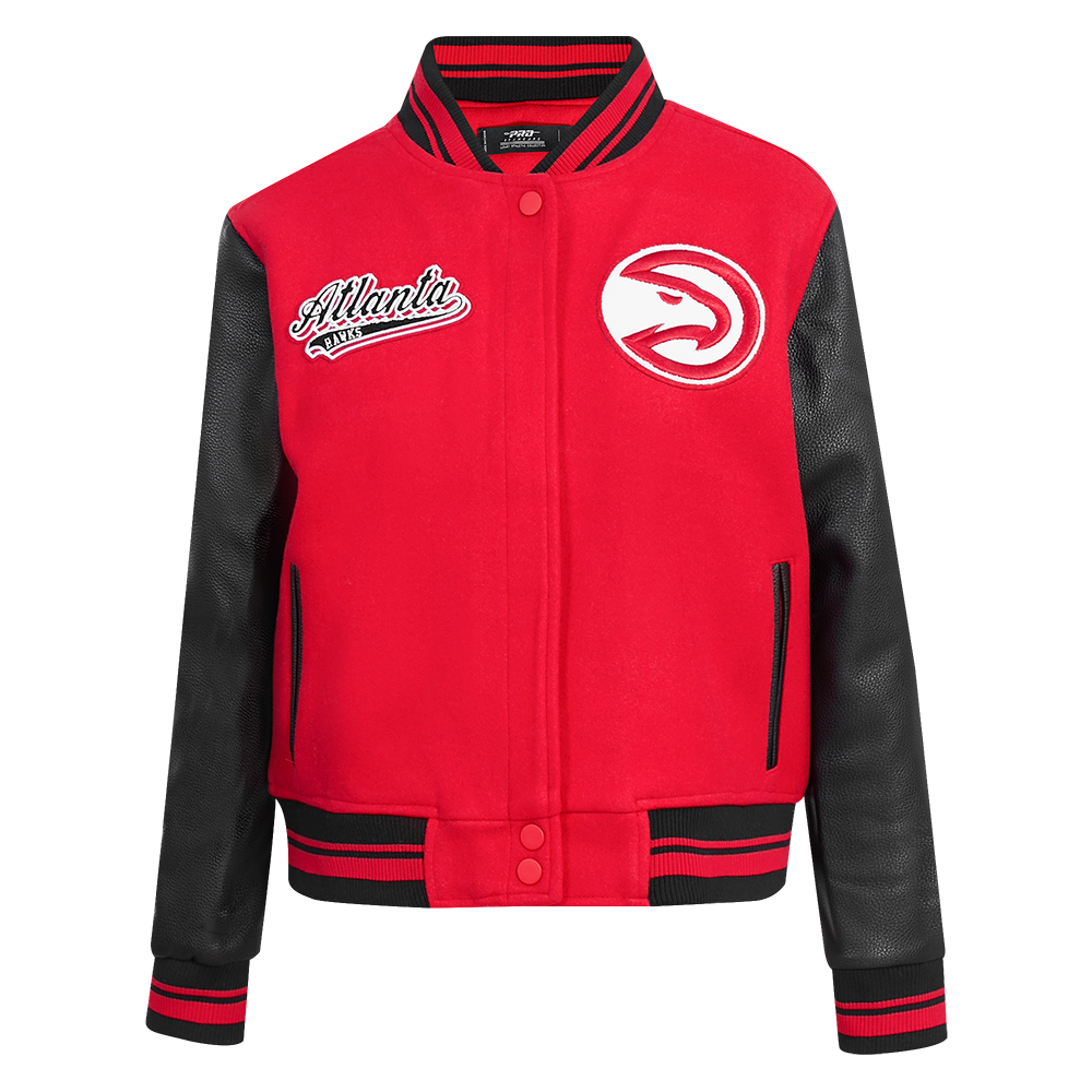 NBA ATLANTA HAWKS SCRIPT TAIL WOMEN'S WOOL VARSITY JACKET (RED/BLACK ...