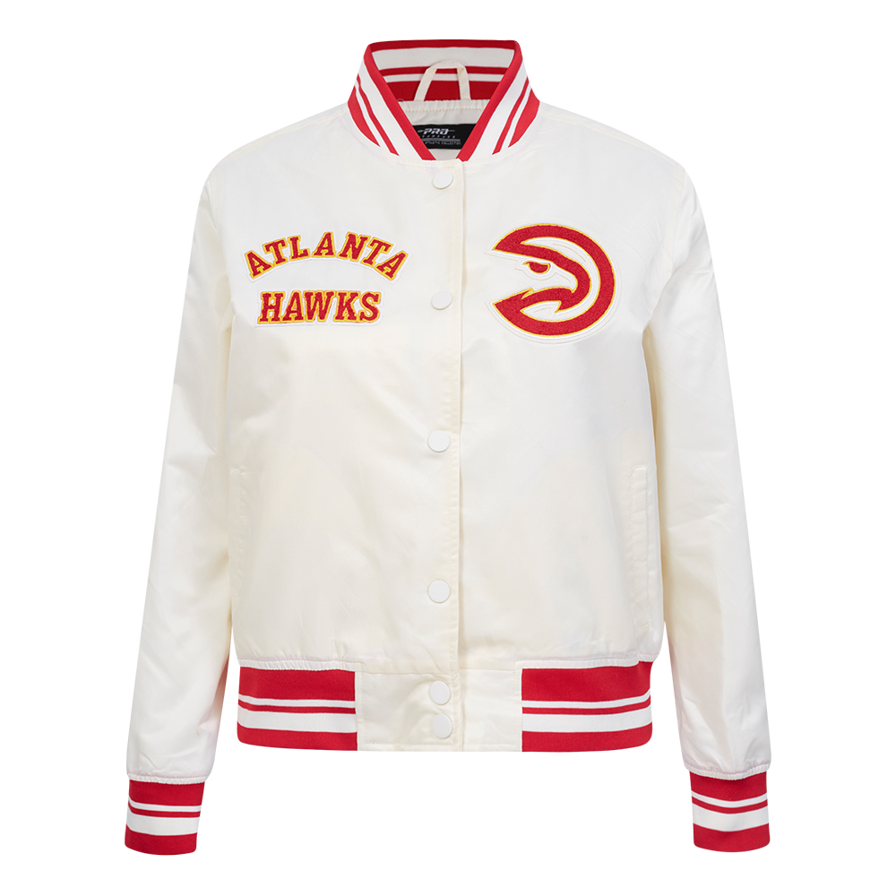 NBA ATLANTA HAWKS RETRO CLASSIC WOMEN'S RIB SATIN JACKET (EGGSHELL/ RE ...
