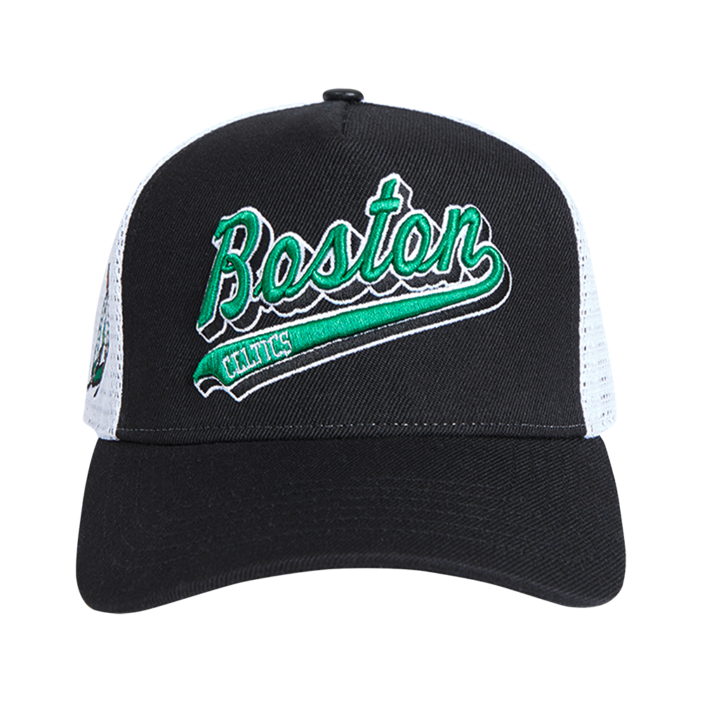 NBA BOSTON CELTICS SCRIPT TAIL TRUCKER HAT (BLACK) – Pro Standard