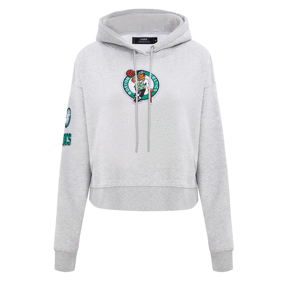 NBA BOSTON CELTICS CLASSIC WOMEN'S CROPPED PULLOVER HOODIE (HEATHER GR ...