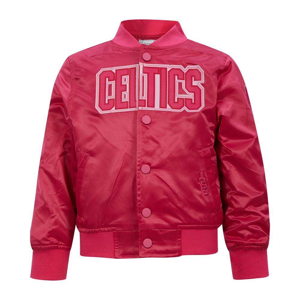 NBA BOSTON CELTICS TRIPLE PINK TODDLER GIRLS SATIN JACKET (BEETROOT PU ...