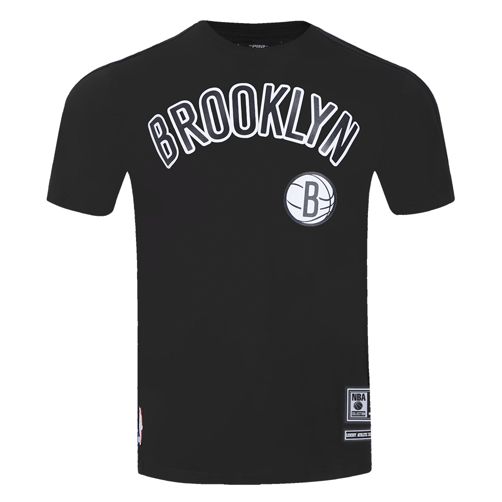 NBA BROOKLYN NETS CLASSIC MESH MEN'S SINGLE JERSEY STRIPED TEE (BLACK ...