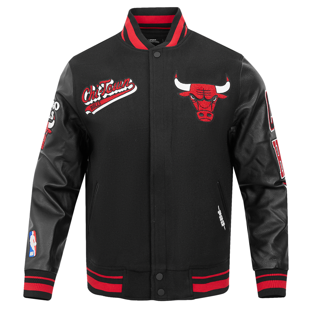 NBA CHICAGO BULLS SCRIPT TAIL MEN'S RIB WOOL VARSITY (BLACK/RED/BLACK ...