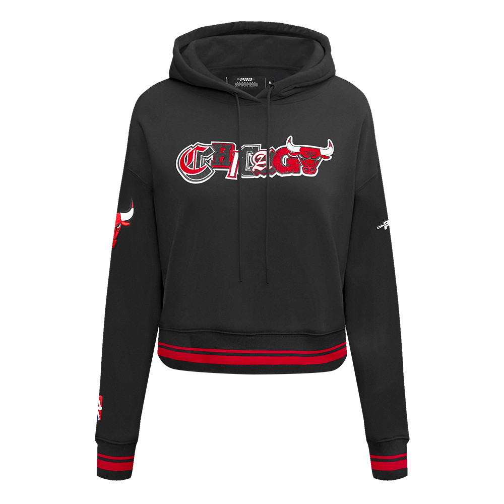 NBA CHICAGO BULLS CITY RANSOM WOMEN'S RIB FLEECE CROPPED PULLOVER HOOD ...
