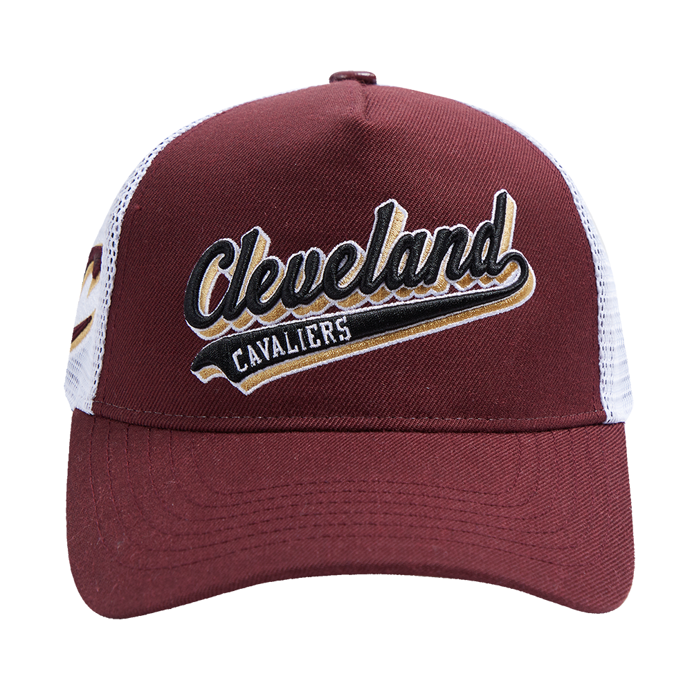 NBA CLEVELAND CAVALIERS SCRIPT TAIL TRUCKER HAT (WINE) – Pro Standard