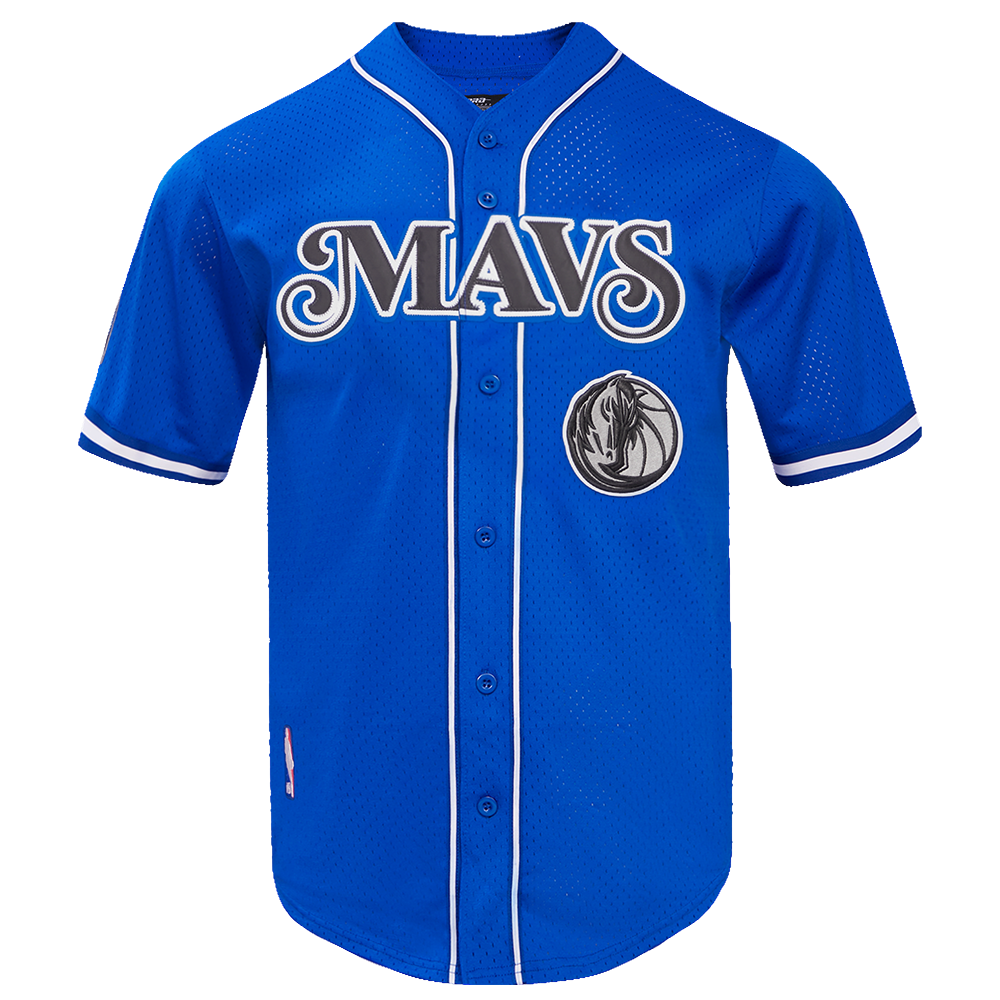 NBA DALLAS MAVERICKS CHEST MEN'S MESH BUTTON DOWN SHIRT (ROYAL BLUE ...