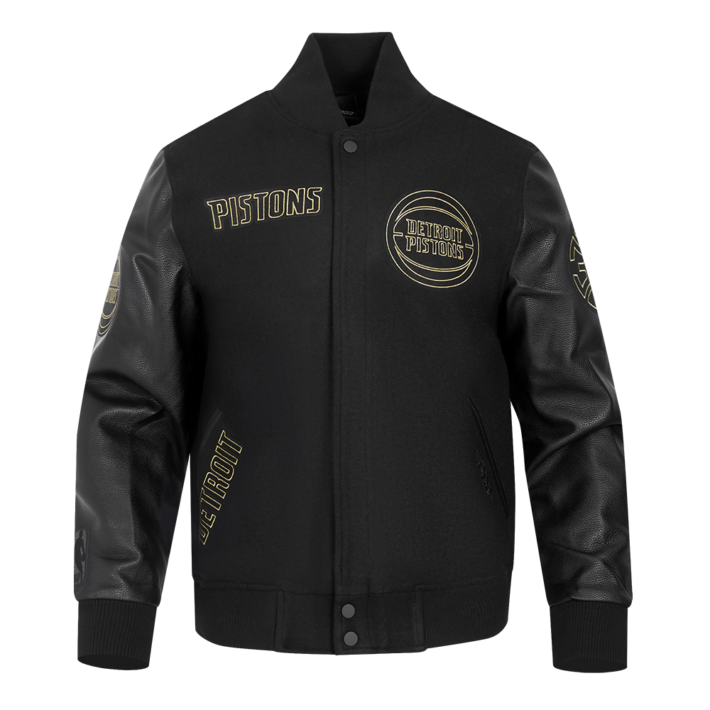 NBA DETROIT PISTONS BLACK & GOLD MEN'S WOOL VARSITY JACKET (JET BLACK ...