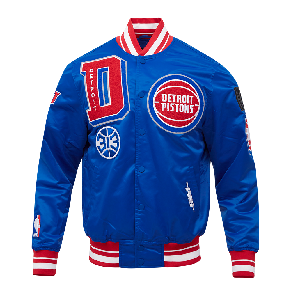 NBA DETROIT PISTONS MASHUP MEN'S RIB SATIN JACKET (ROYAL BLUE/RED ...