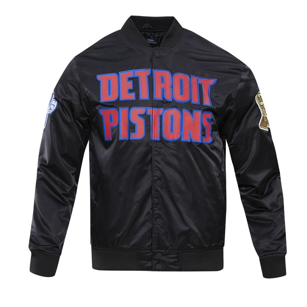 NBA DETROIT PISTONS BIG LOGO MEN'S SATIN JACKET (BLACK) – Pro Standard