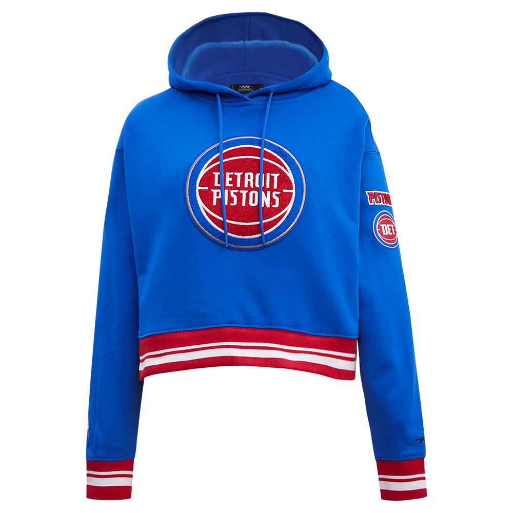 NBA DETROIT PISTONS RETRO CLASSIC WOMEN'S RIB CROPPED PULLOVER HOODIE ...