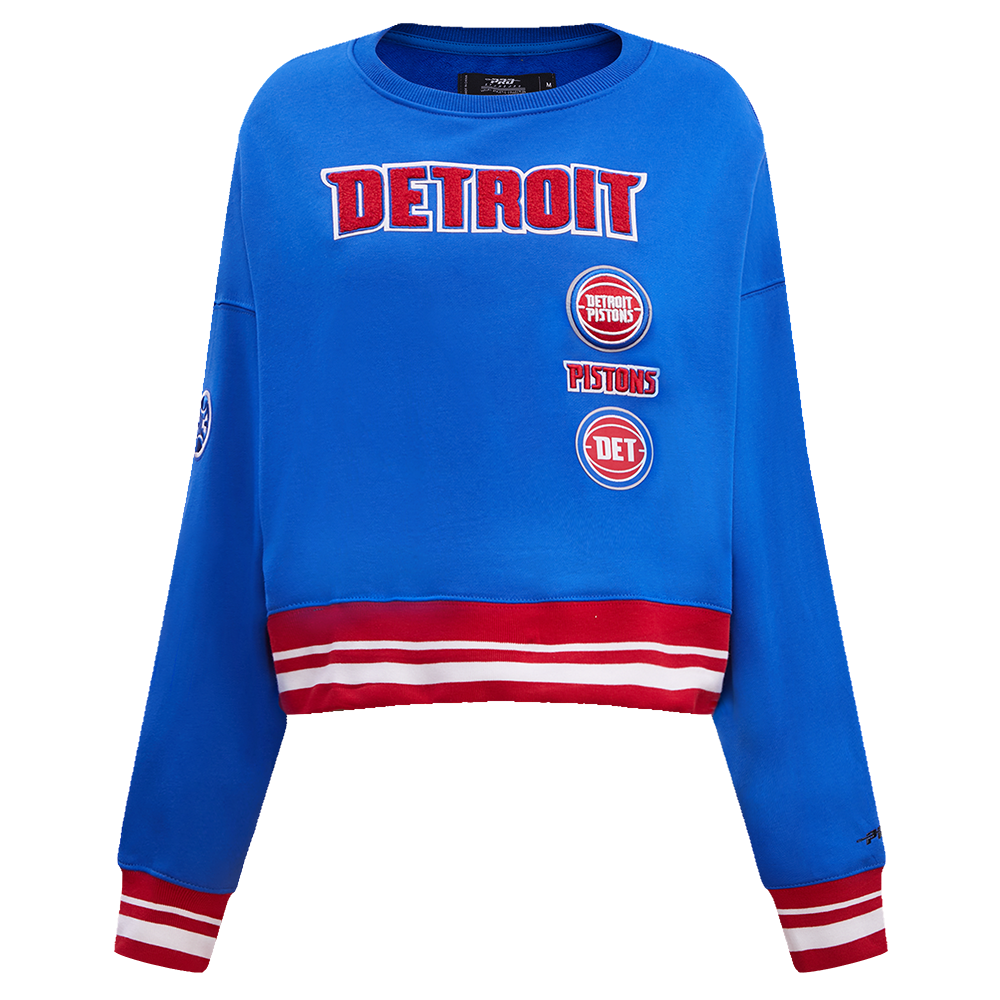 NBA DETROIT PISTONS RETRO CLASSIC WOMEN'S RIB CREWNECK (ROYAL BLUE/RED ...