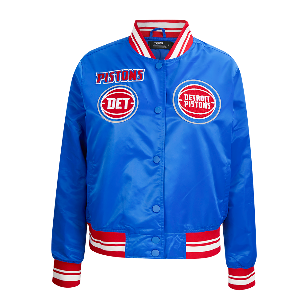 NBA DETROIT PISTONS RETRO CLASSIC WOMEN'S RIB SATIN JACKET (ROYAL BLUE ...
