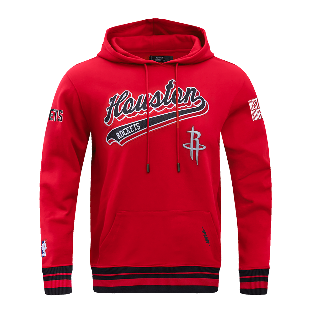 NBA HOUSTON ROCKETS SCRIPT TAIL MEN'S RIB FLEECE PULLOVER HOODIE (RED ...