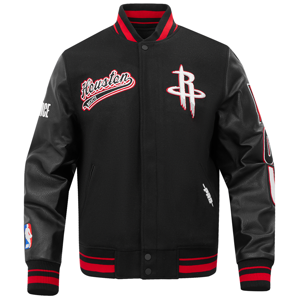 NBA HOUSTON ROCKETS SCRIPT TAIL MEN'S RIB WOOL VARSITY (BLACK/RED/BLAC ...