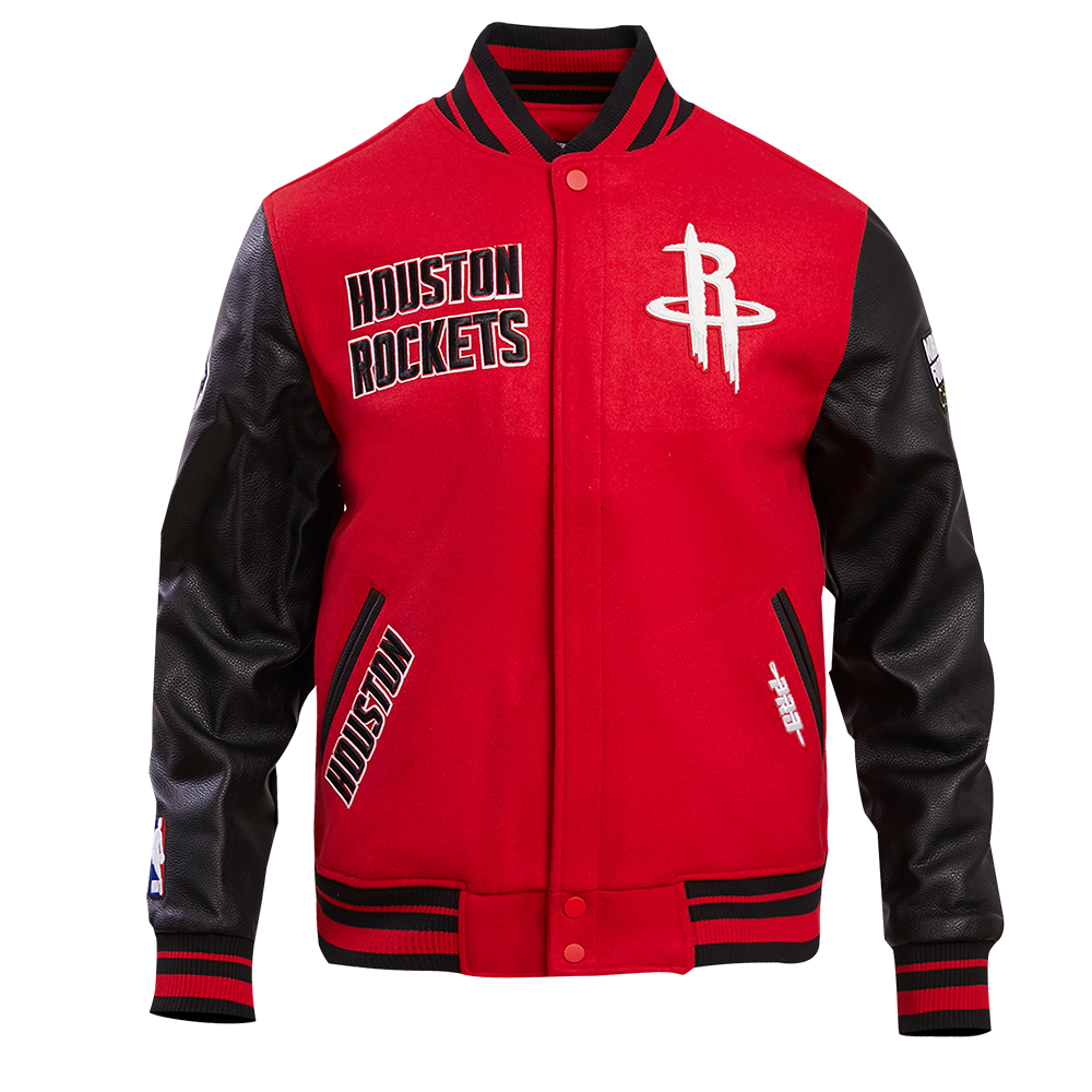 NBA HOUSTON ROCKETS RETRO CLASSIC MEN'S RIB WOOL VARSITY JACKET (RED/B ...