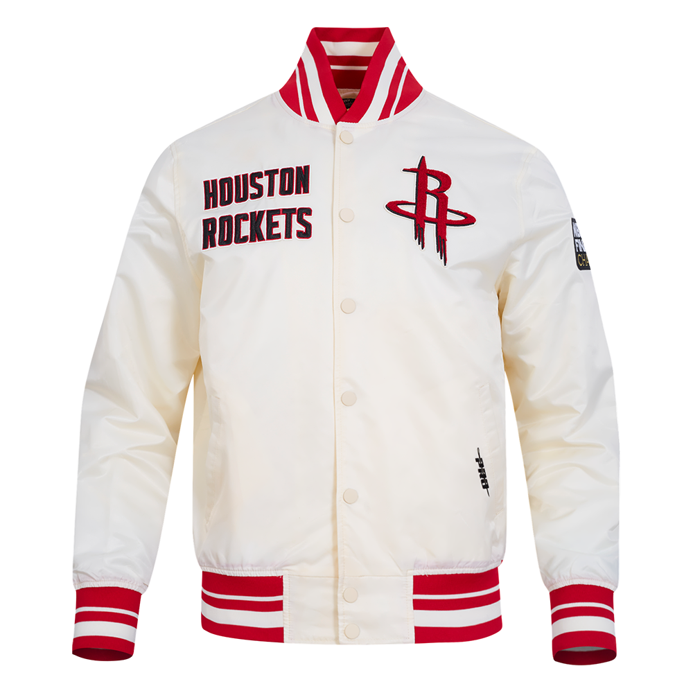 NBA HOUSTON ROCKETS RETRO CLASSIC MEN'S RIB SATIN JACKET (EGGSHELL/ RE ...