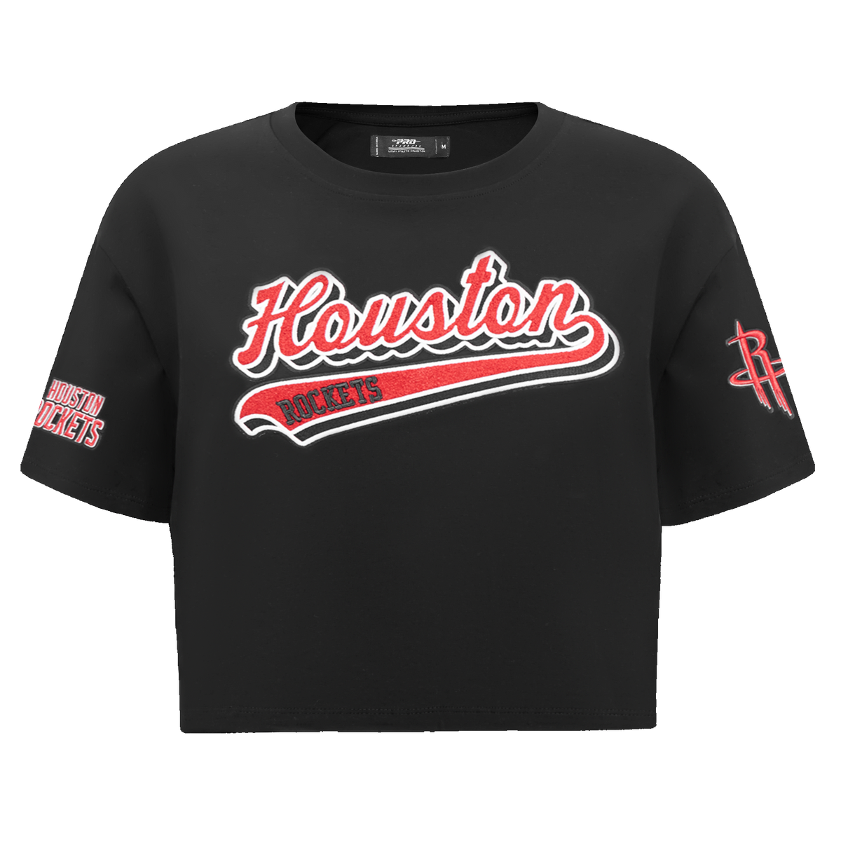 NBA HOUSTON ROCKETS SCRIPT TAIL WOMEN'S SINGLE JERSEY BOXY TEE (BLACK ...