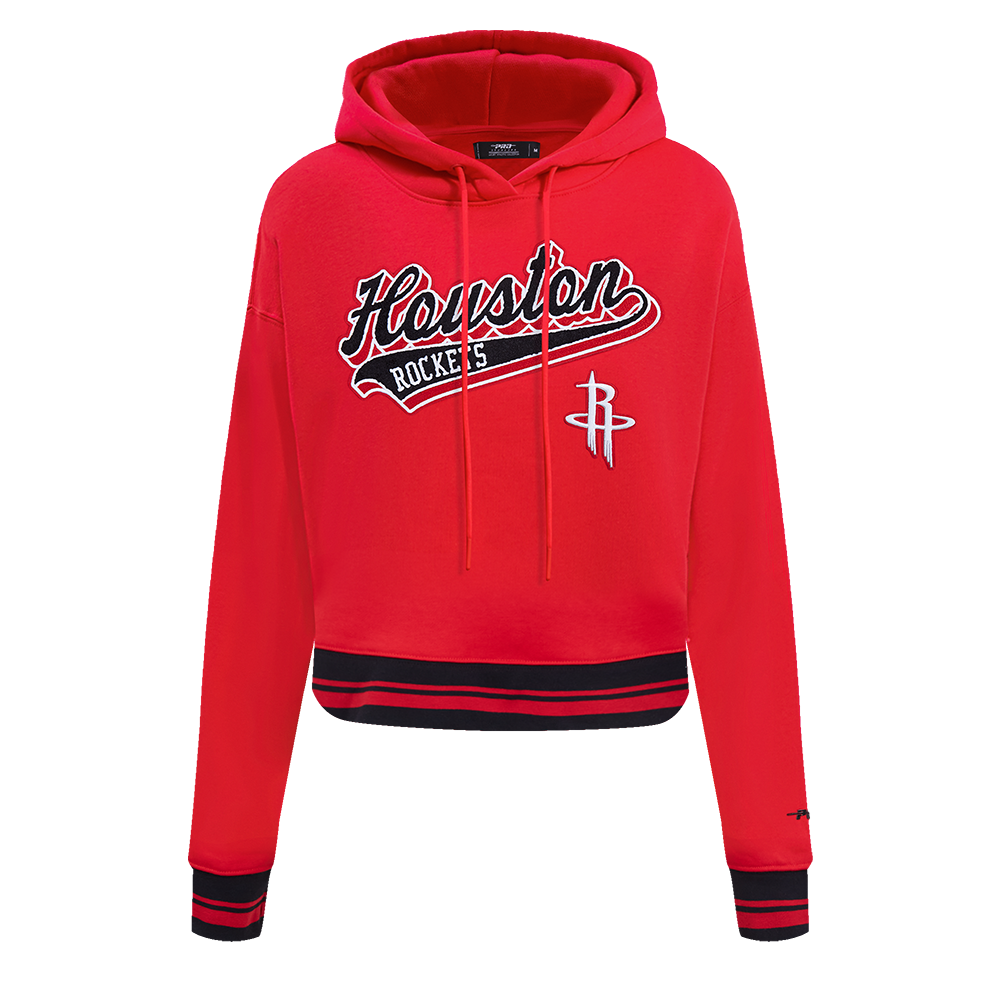 NBA HOUSTON ROCKETS SCRIPT TAIL WOMEN'S RIB FLEECE CROPPED PULLOVER HO ...