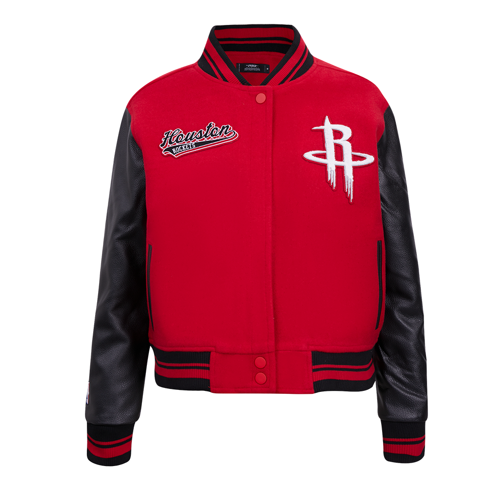 NBA HOUSTON ROCKETS SCRIPT TAIL WOMEN'S WOOL VARSITY JACKET (RED/BLACK ...