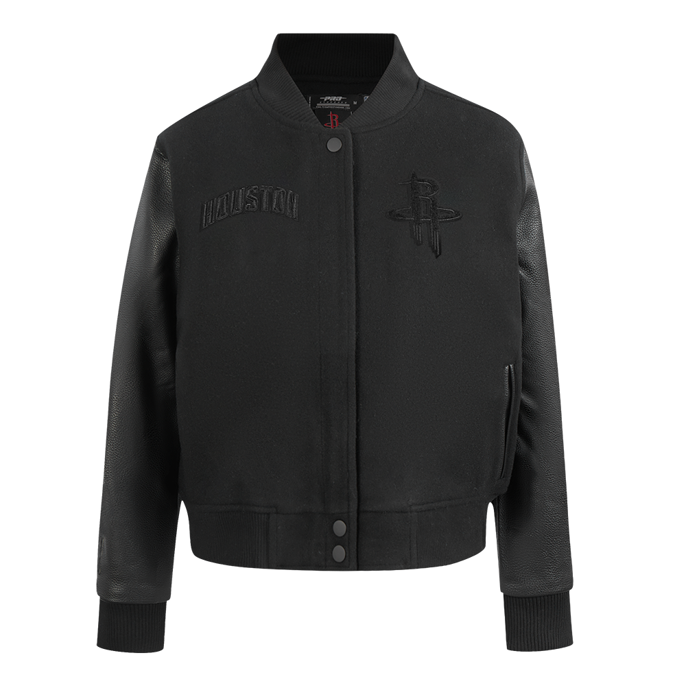 NBA HOUSTON ROCKETS TRIPLE BLACK WOMEN'S WOOL VARSITY JACKET (TRIPLE B ...
