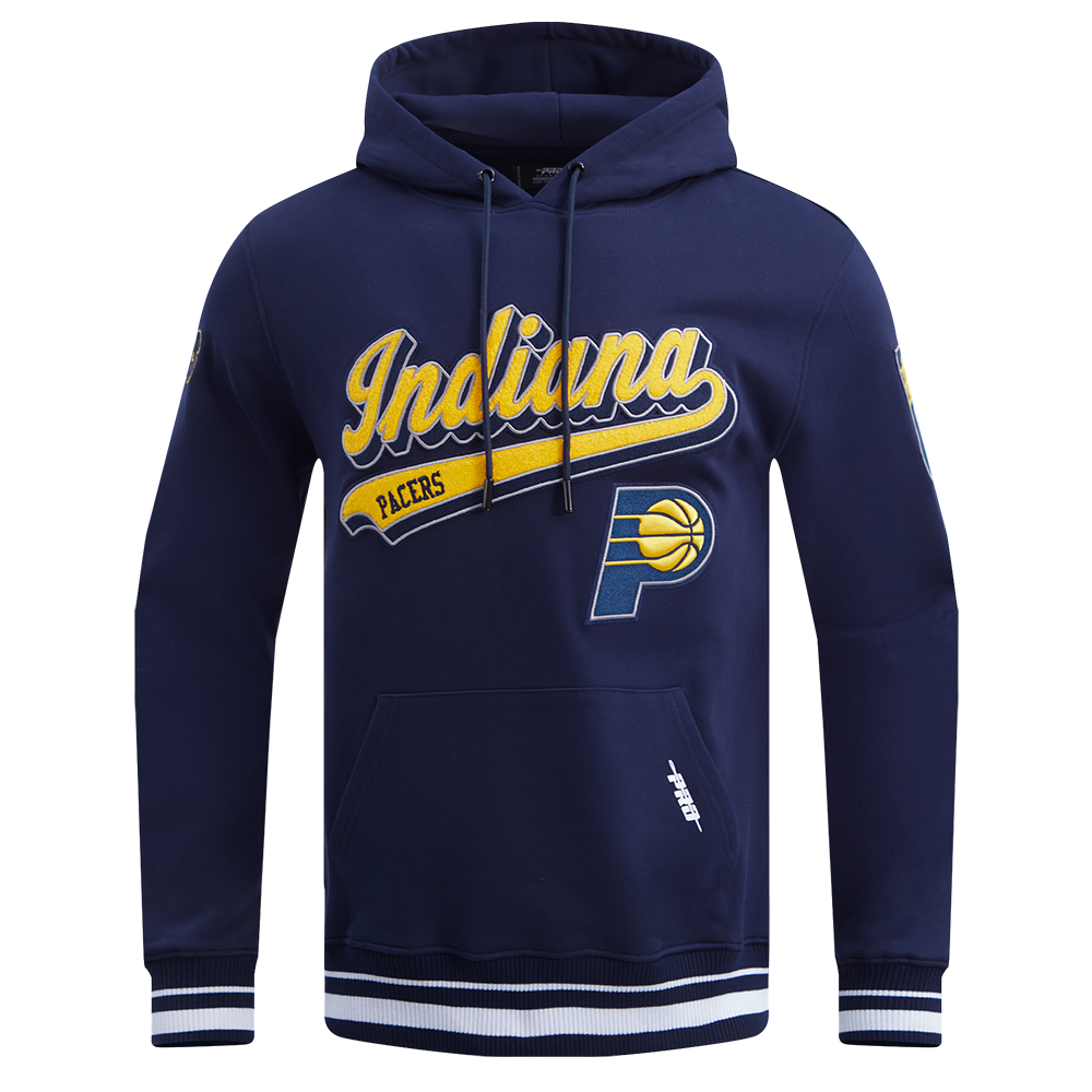 NBA INDIANA PACERS SCRIPT TAIL MEN'S RIB FLC PO HOODIE (MIDNIGHT NAVY ...