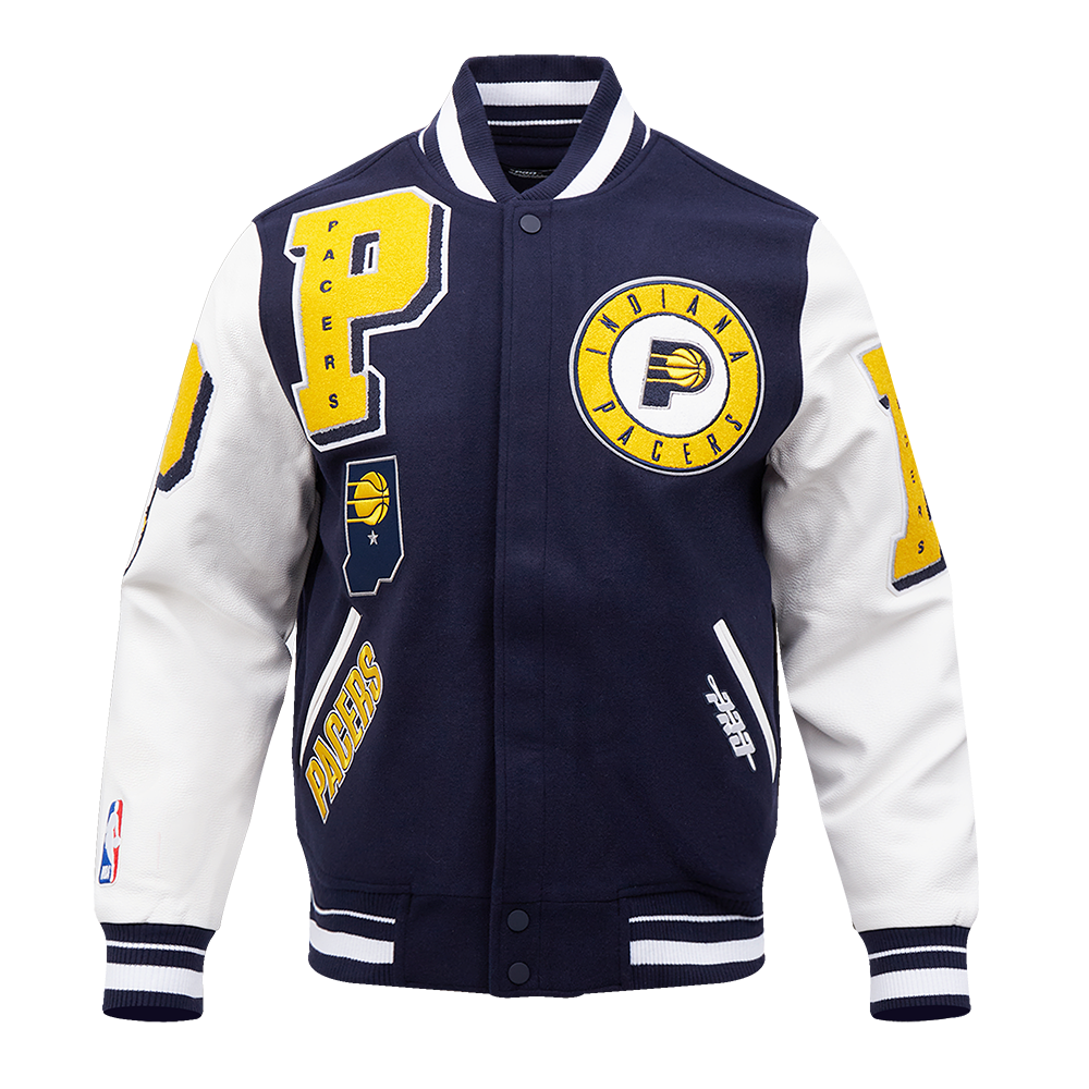 NBA INDIANA PACERS MASHUP MEN'S RIB WOOL VARSITY JACKET (MIDNIGHT NAVY ...