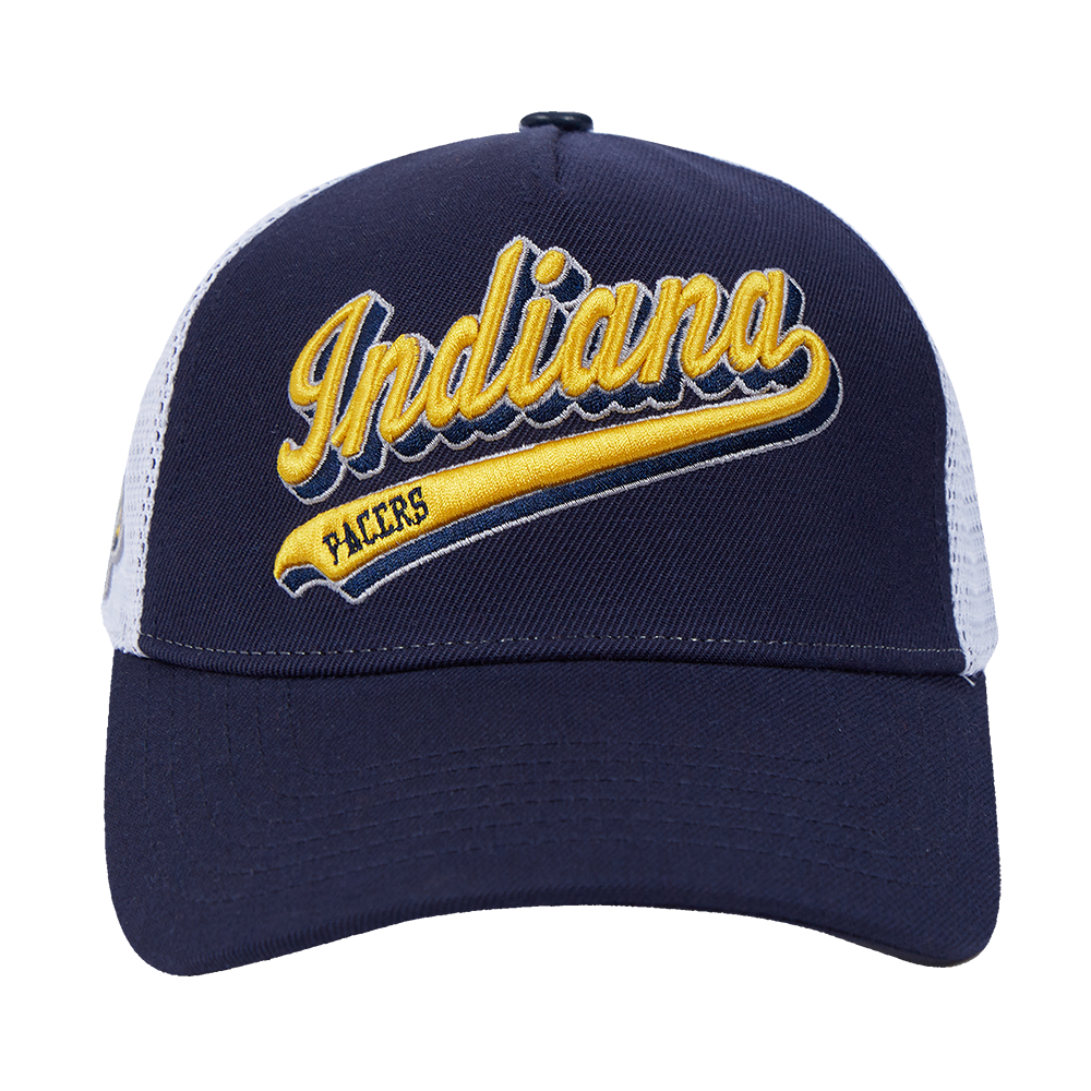 NBA INDIANA PACERS SCRIPT TAIL TRUCKER HAT (MIDNIGHT NAVY) – Pro Standard