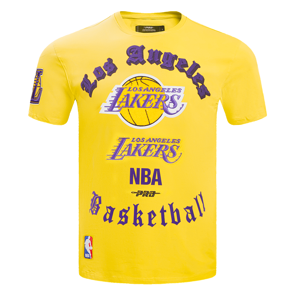 NBA LOS ANGELES LAKERS OLD ENGLISH MEN'S TEE (YELLOW) – Pro Standard