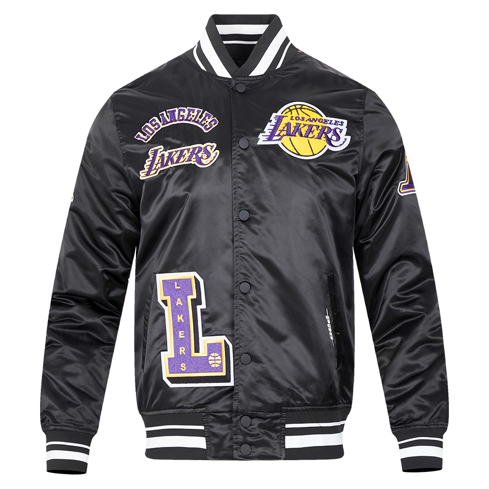 NBA LOS ANGELES LAKERS SUBLIMATED MEN'S SATIN JACKET-PURPLE SKY (BLACK ...