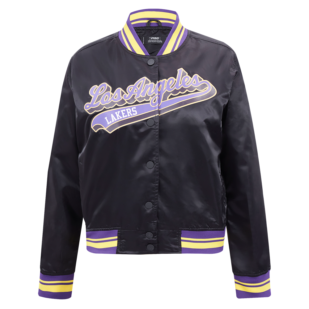 NBA LOS ANGELES LAKERS SCRIPT TAIL WOMEN'S SATIN JACKET (BLACK/PURPLE ...