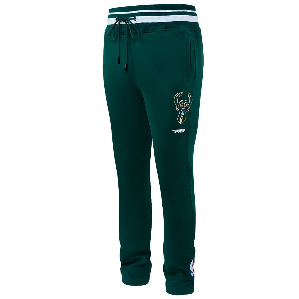 NBA MILWAUKEE BUCKS SCRIPT TAIL MEN'S RIB FLEECE SWEATPANT (FOREST GRE ...
