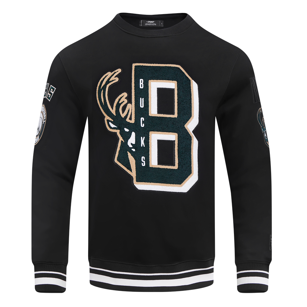 NBA MILWAUKEE BUCKS MASHUP MEN'S RIB CREWNECK (BLACK) – Pro Standard