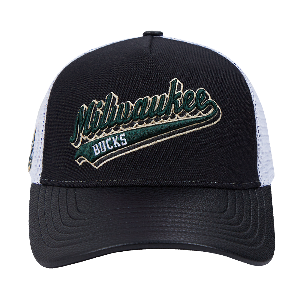 NBA MILWAUKEE BUCKS SCRIPT TAIL TRUCKER HAT (BLACK) – Pro Standard