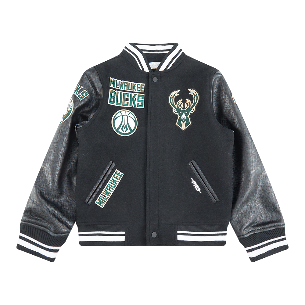 NBA MILWAUKEE BUCKS RETRO CLASSIC BIG BOYS RIB WOOL VARSITY JACKET (BL ...