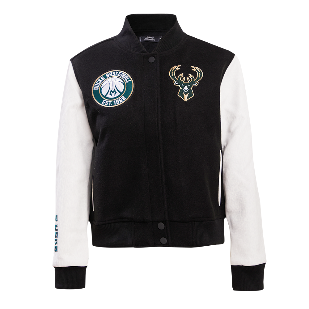 NBA MILWAUKEE BUCKS CLASSIC WOOL WOMEN'S VARSITY JACKET (BLACK/WHITE ...
