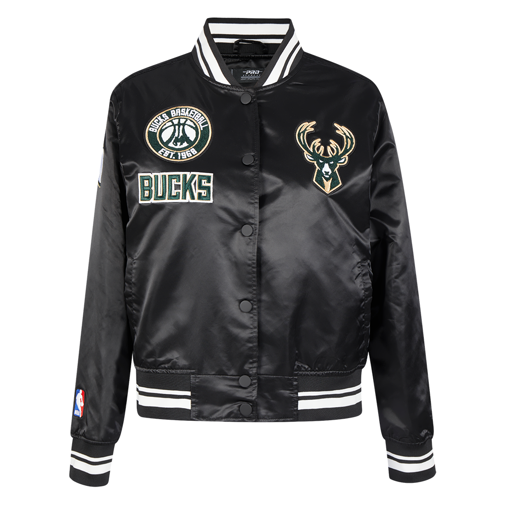 NBA MILWAUKEE BUCKS RETRO CLASSIC WOMEN'S RIB SATIN JACKET (BLACK ...