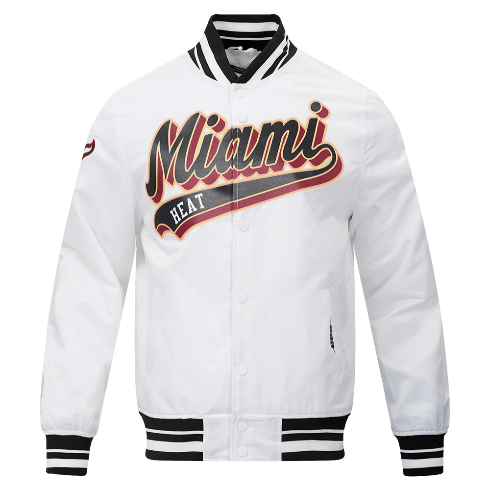 NBA MIAMI HEAT SCRIPT TAIL MEN'S SATIN JACKET (WHITE/BLACK) – Pro Standard