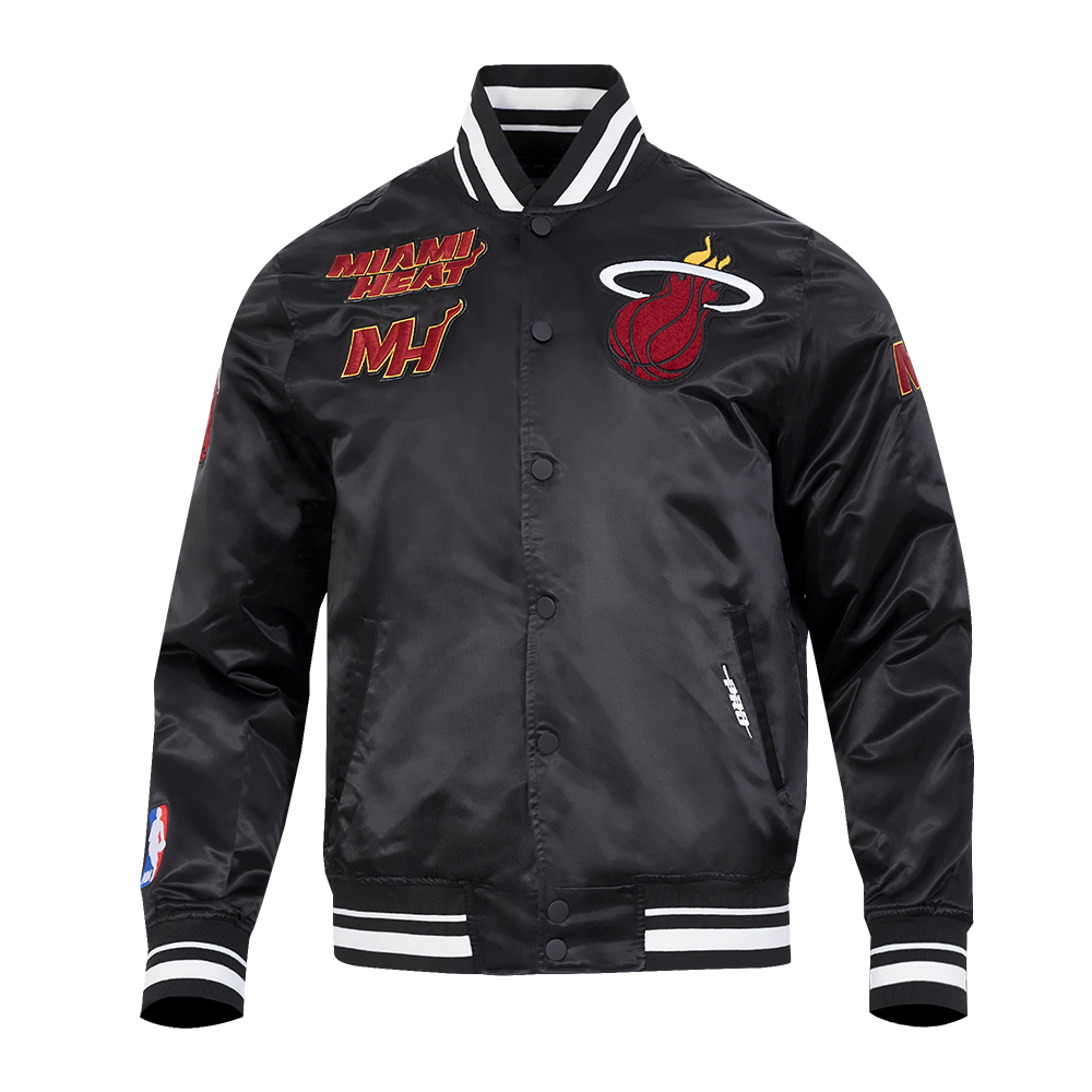 NBA MIAMI HEAT RETRO CLASSIC MEN'S RIB SATIN JACKET (BLACK) – Pro Standard