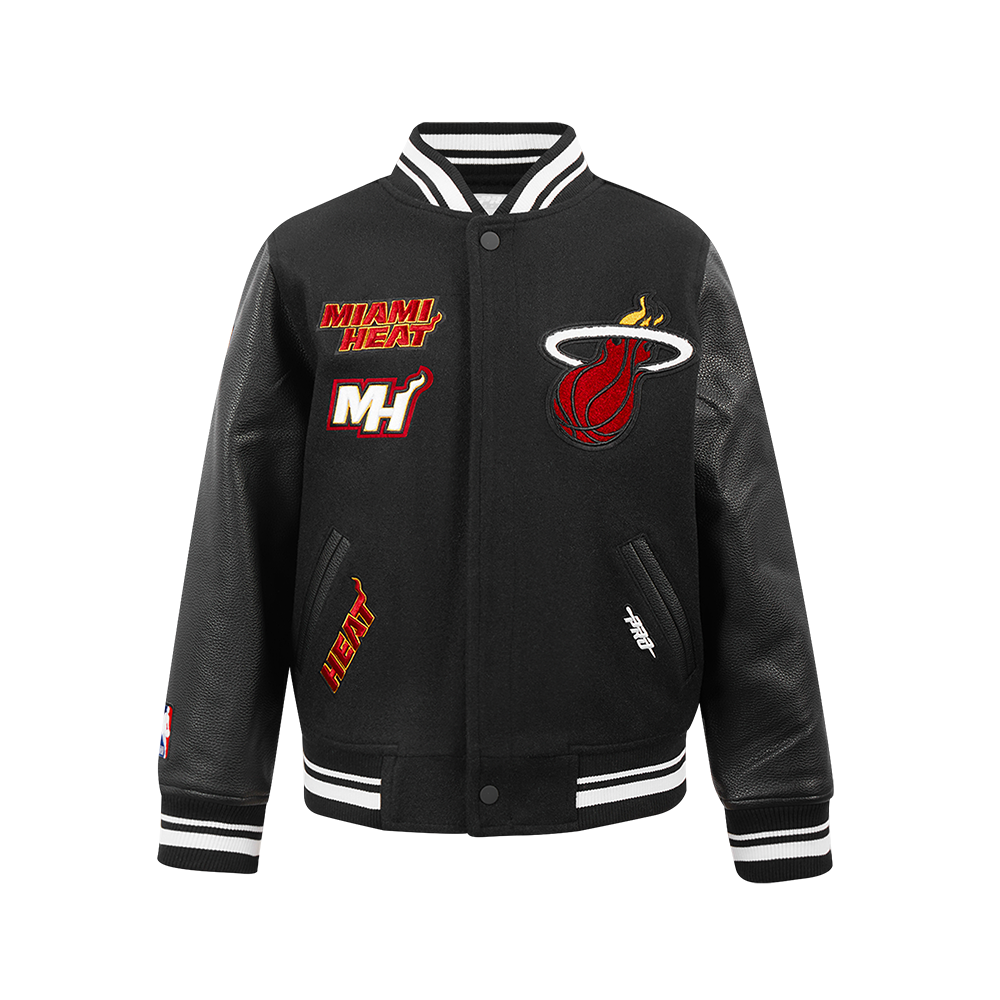 NBA MIAMI HEAT RETRO CLASSIC BIG BOYS RIB WOOL VARSITY JACKET (BLACK ...