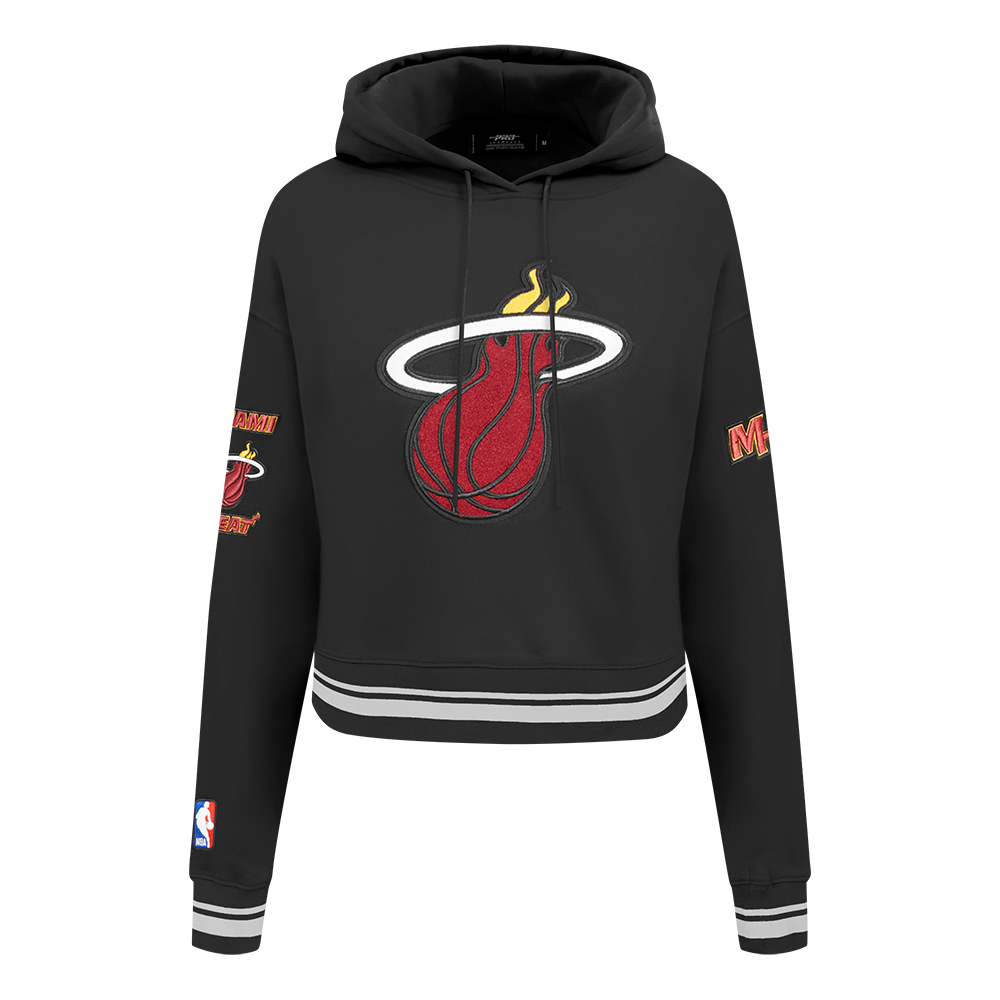 NBA MIAMI HEAT RETRO CLASSIC WOMEN'S CROPPED PULLOVER HOODIE (BLACK ...