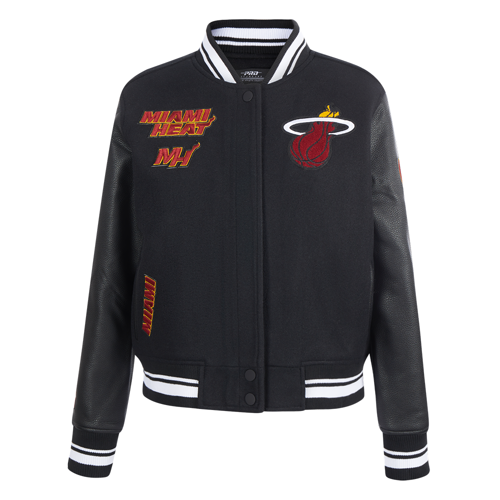 NBA MIAMI HEAT RETRO CLASSIC WOMEN'S RIB WOOL VARSITY JACKET (BLACK ...