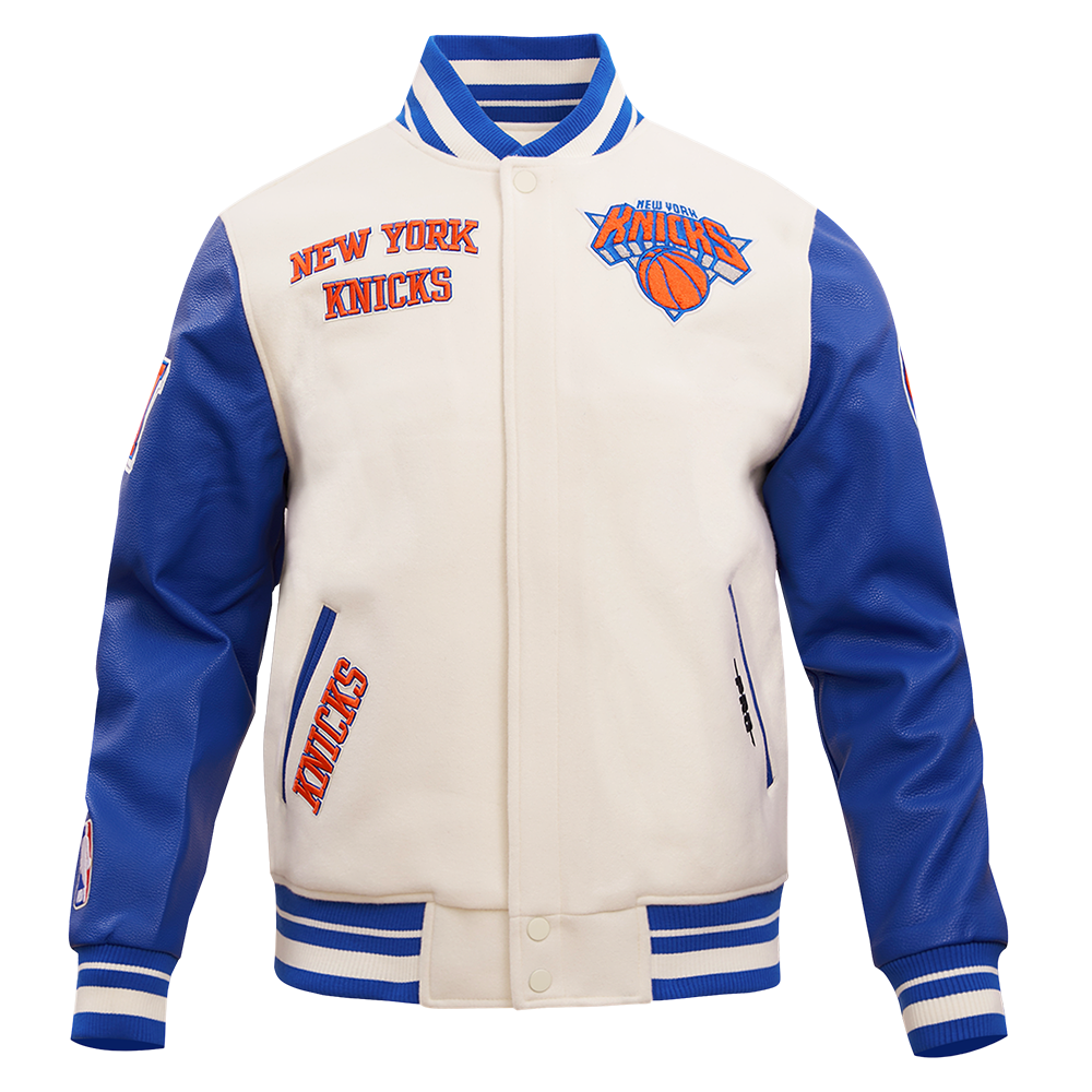 NBA NEW YORK KNICKS RETRO CLASSIC MEN'S RIB WOOL VARSITY JACKET (EGGSH ...
