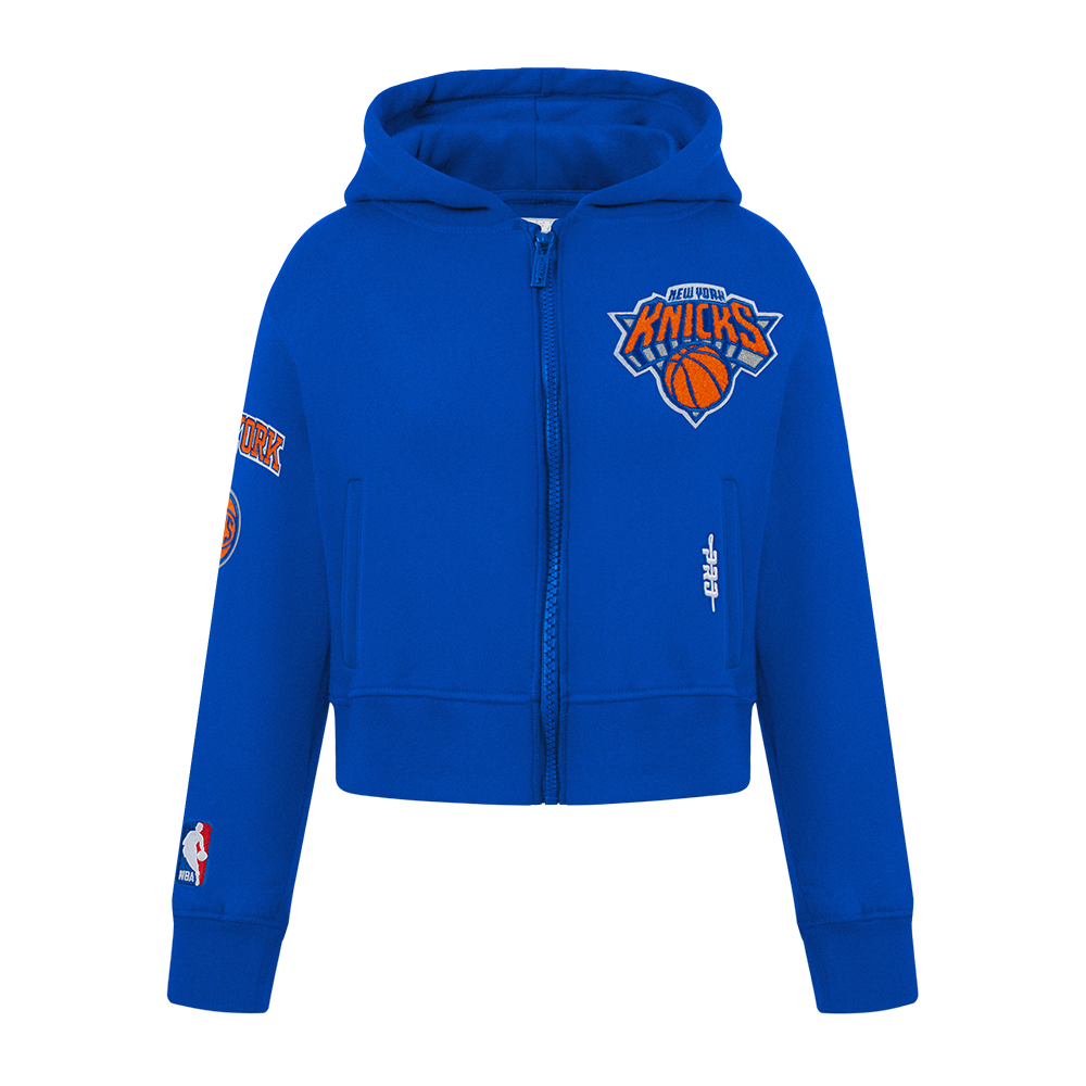 NBA NEW YORK KNICKS CLASSIC BIG GIRLS FLEECE FULL ZIP HOODIE (ROYAL BL ...