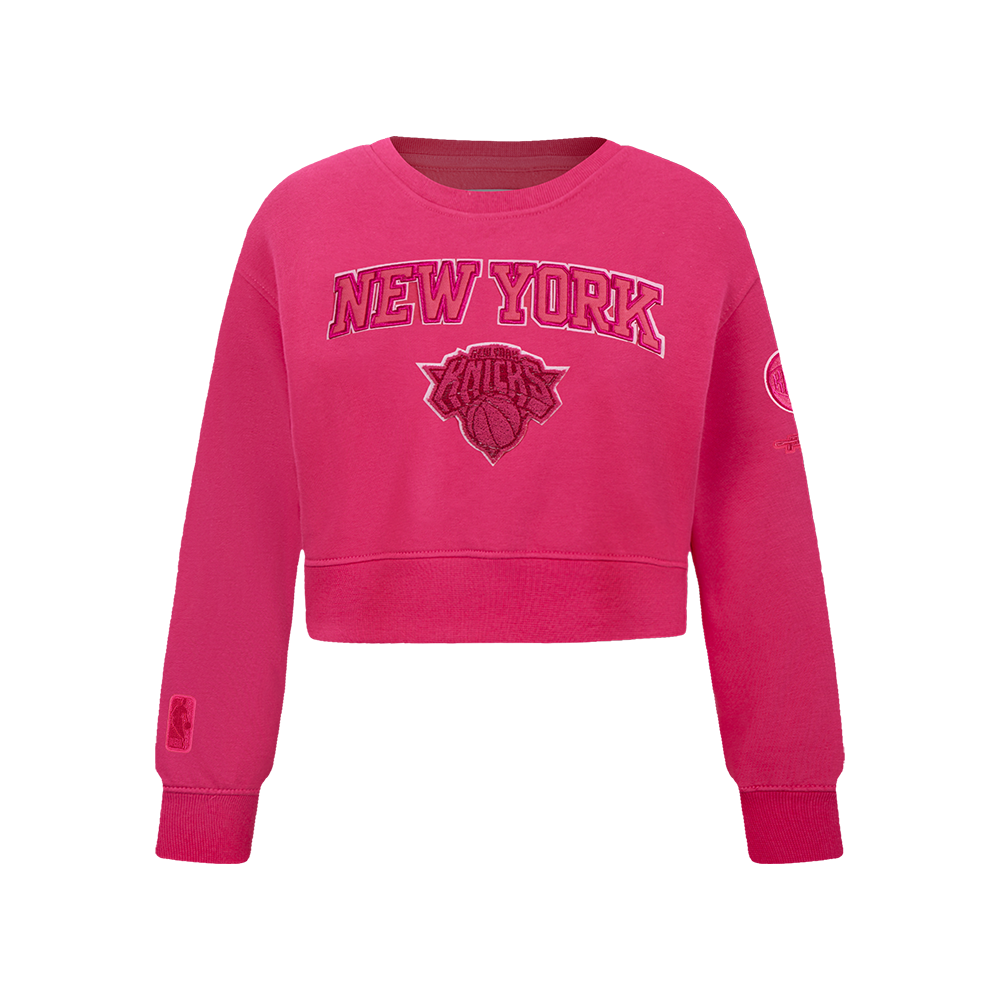 NBA NEW YORK KNICKS TRIPLE PINK BIG GIRLS FLEECE CREWNECK (BEETROOT PU ...