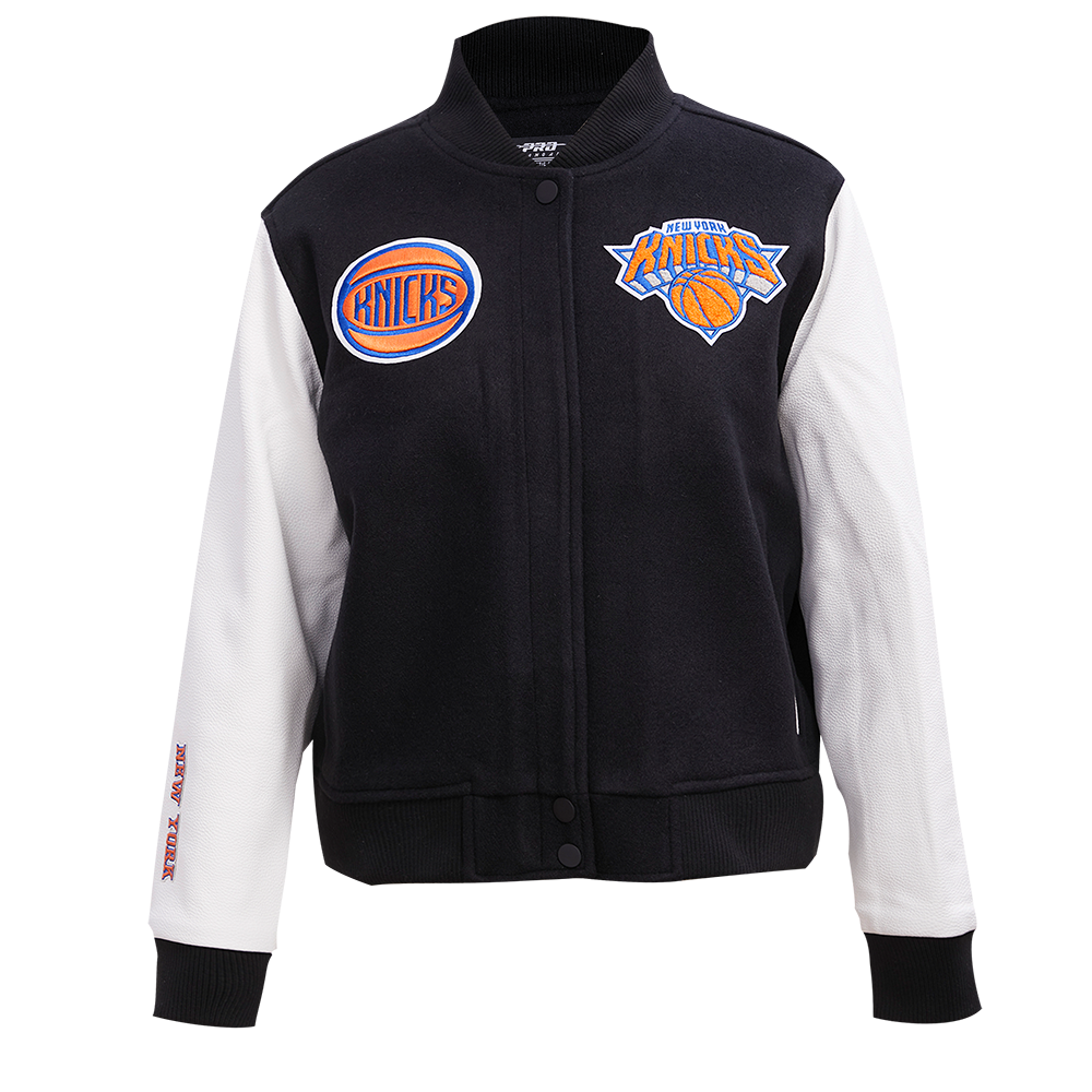 NBA NEW YORK KNICKS CLASSIC WOOL WOMEN'S VARSITY JACKET (BLACK/WHITE ...